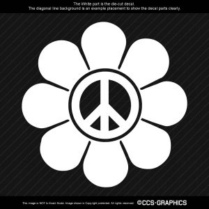 PEACE FLOWER Decal - 4" Inch(w) - WHITE 6 Year Oracal 651. FREE ...